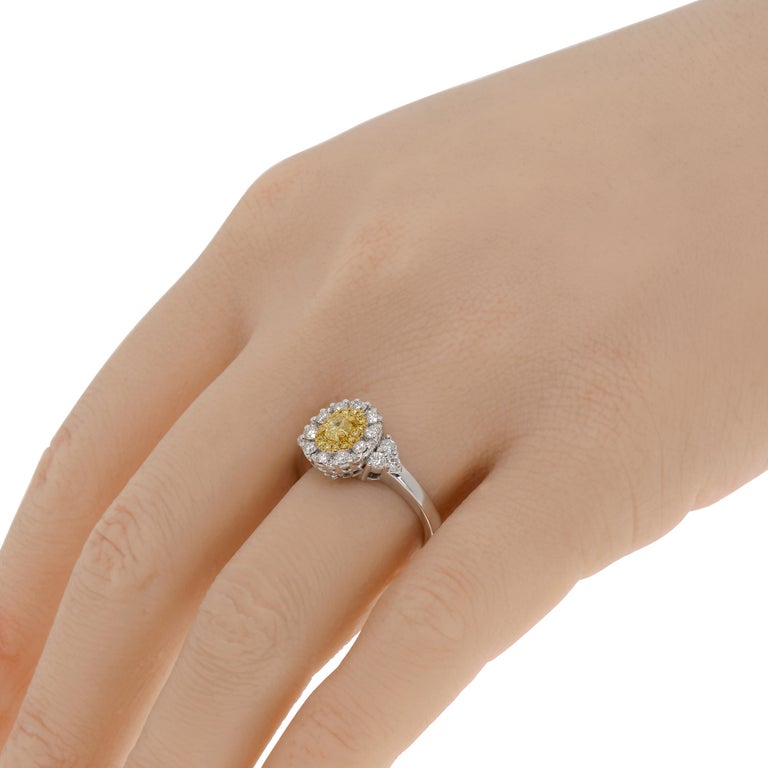 Gregg Ruth 18k White Gold, Fancy Yellow Diamond Engagement Ring For ...