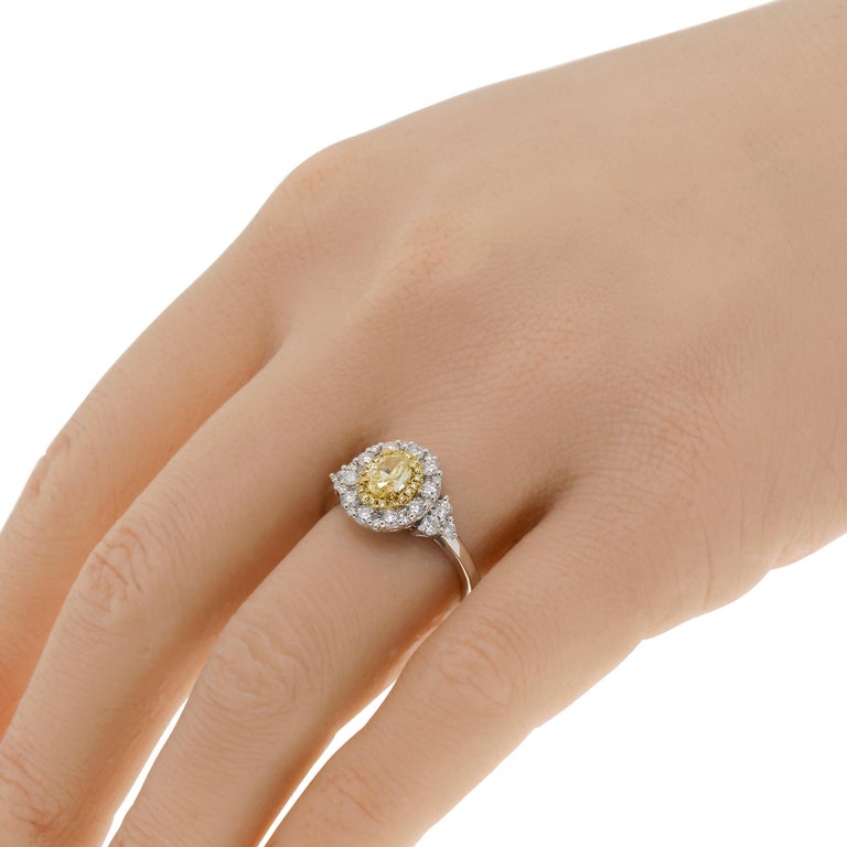 Gregg Ruth 18k White Gold, Fancy Yellow Diamond and White Diamond Ring ...