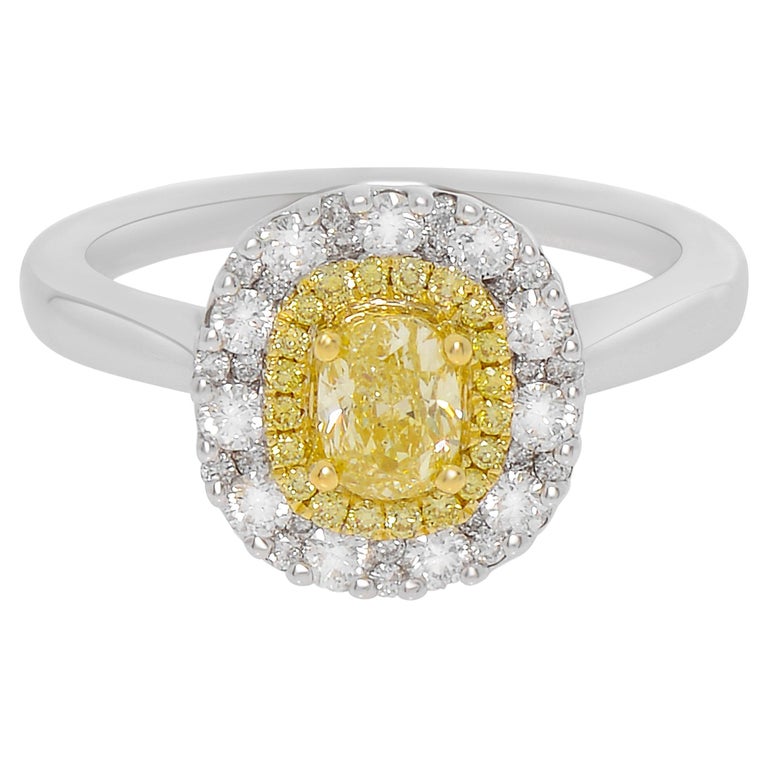 Gregg Ruth 18k White Gold, Fancy Yellow Diamond and White Diamond Ring ...