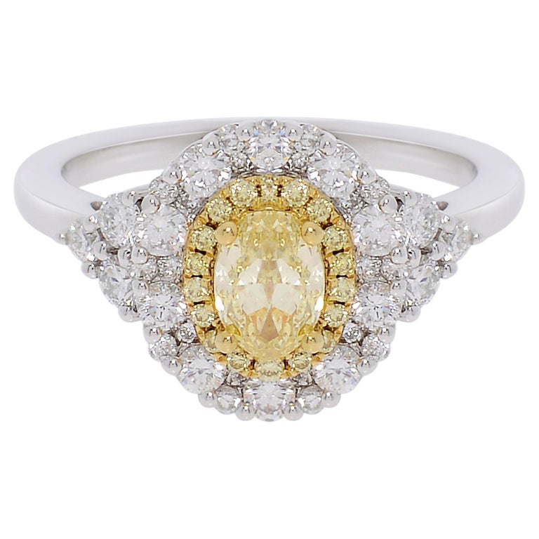 Gregg Ruth 18k White Gold, Fancy Yellow Diamond and White Diamond Ring ...