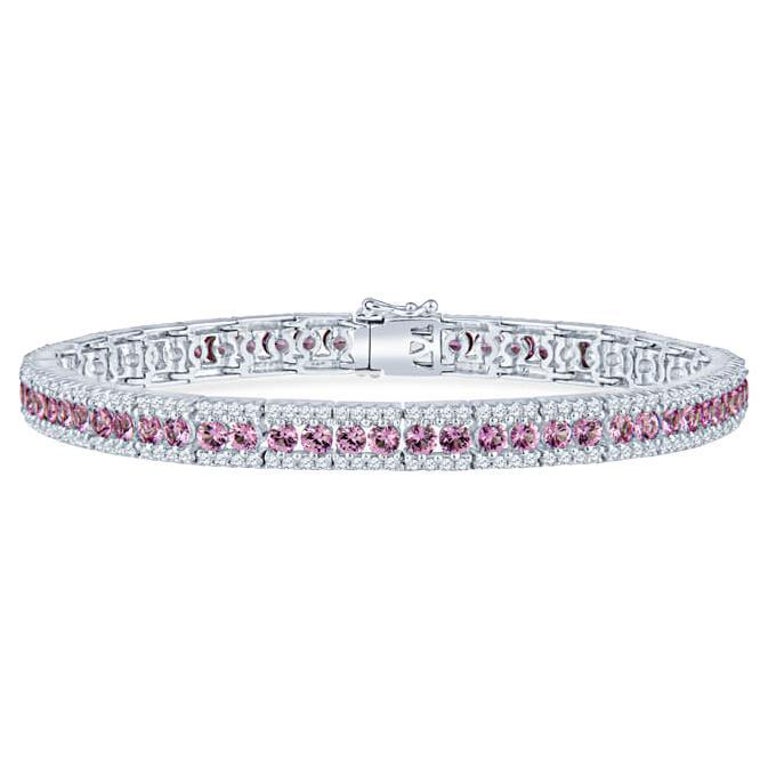 Gregg Ruth 4.70ctw Round Pink Sapphire and 1.85ctw Diamond Bracelet 18K ...