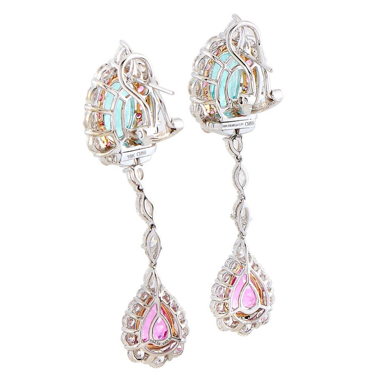 Gregg Ruth Paraiba Tourmaline, Diamond and Pink Sapphire Earrings in ...