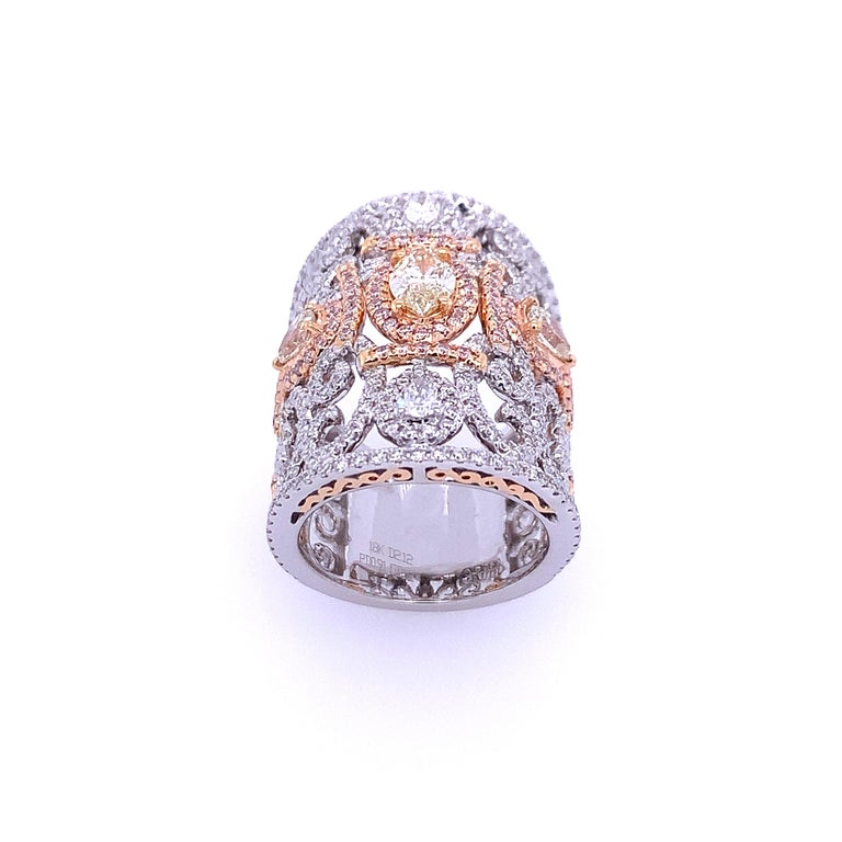 Gregg Ruth Pink and White Diamond Filigree Ring For Sale at 1stDibs