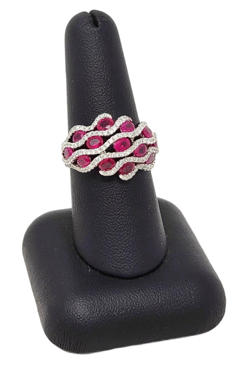 Gregg Ruth Ruby and Diamond Dome Ring 18 Karat White Gold Split Shank 3 ...