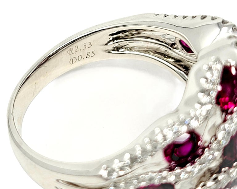 Gregg Ruth Ruby and Diamond Dome Ring 18 Karat White Gold Split Shank 3 ...