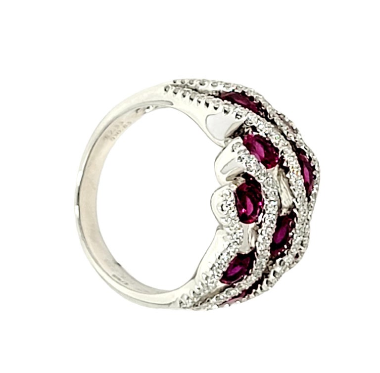 Gregg Ruth Ruby and Diamond Dome Ring 18 Karat White Gold Split Shank 3 ...