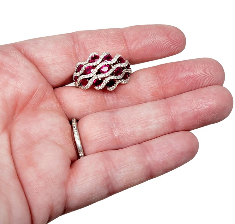 Gregg Ruth Ruby and Diamond Dome Ring 18 Karat White Gold Split Shank 3 ...