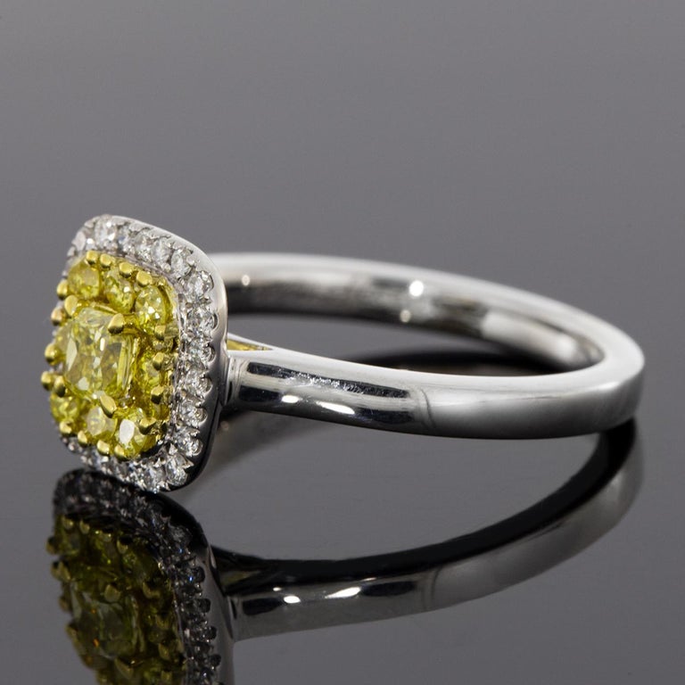 Gregg Ruth White Gold 0.66 Carat Princess Diamond Halo Engagement Ring ...