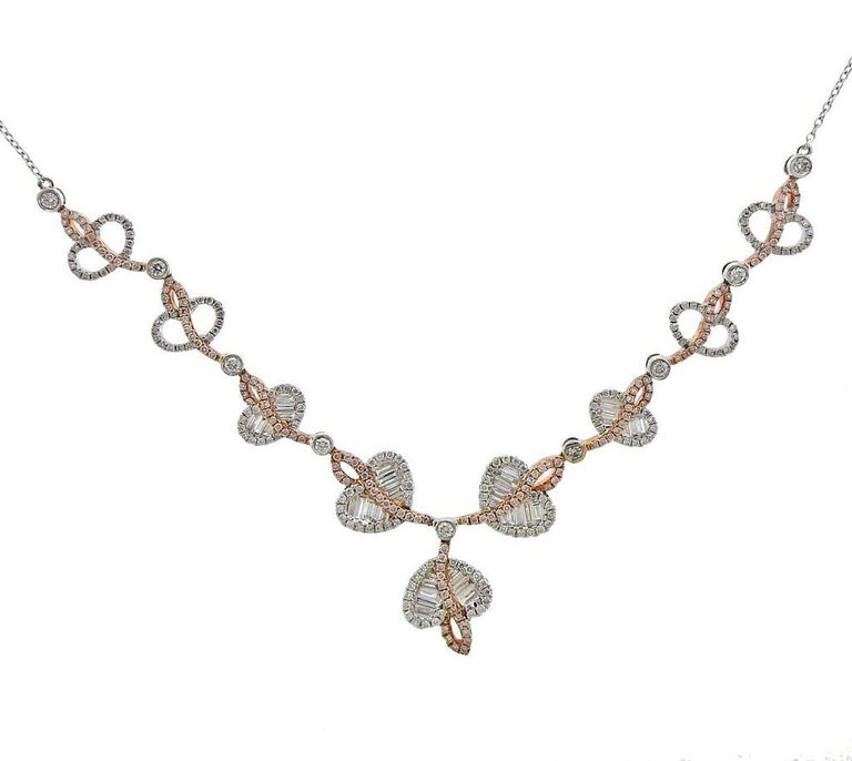Gregg Ruth White Pink Diamond Gold Necklace at 1stDibs