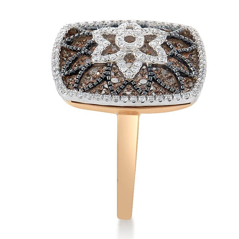 Gregg Ruth 18 Karat Rose Gold Diamond Flower Ring For Sale at 1stDibs