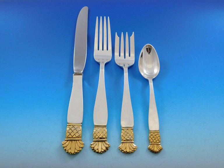 Grenada Gold Old Newbury Crafters Sterling Silver Flatware Set Service ...