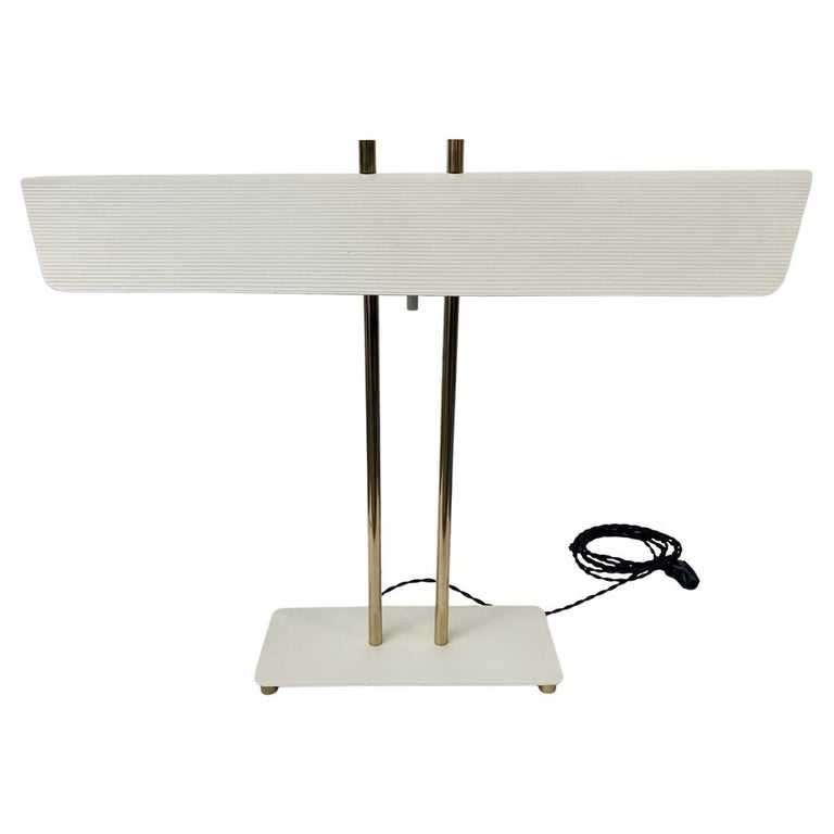 Greta Von Nessen Enamel Dual Column Desk Lamp, 1950's at 1stDibs