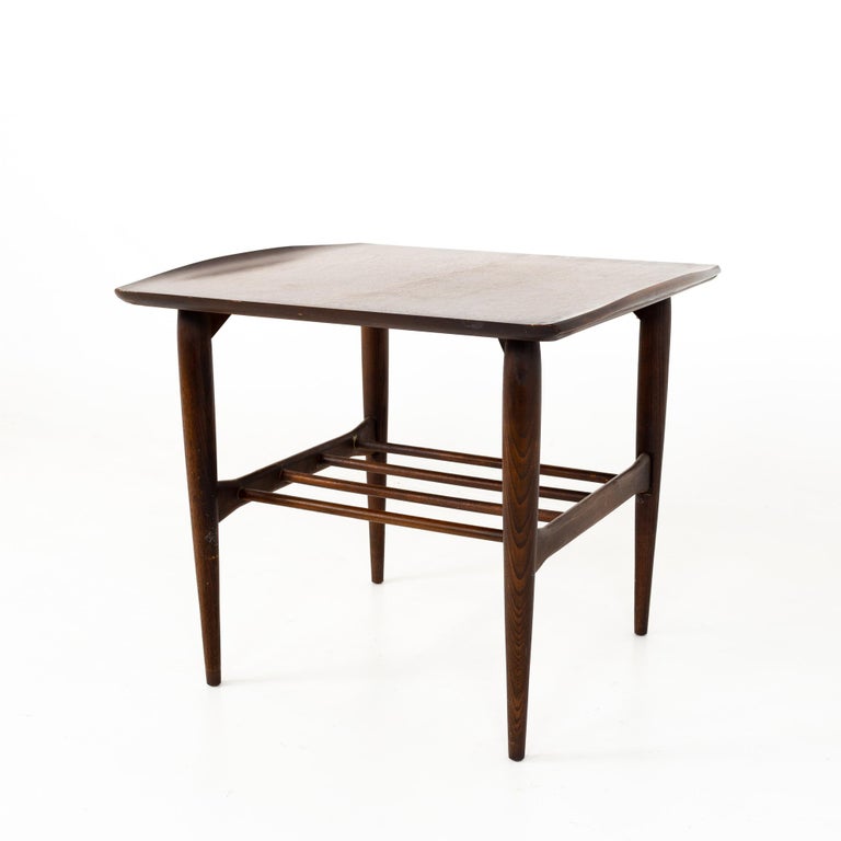 Grete Jalk Style Bassett Midcentury Danish Curved Edge Walnut Side End ...