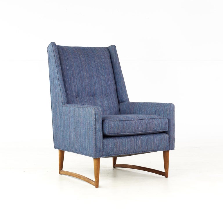 Grete Jalk Style Mid-Century Sleigh Leg High Back Lounge Chairs, Pair ...