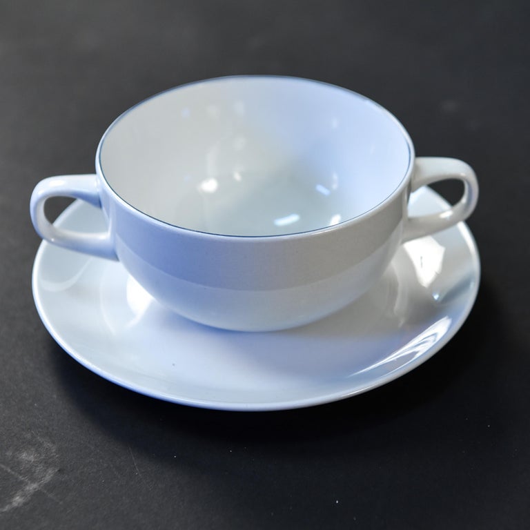 Grethe Meyer Blue Line Faiance Aluminia Service for Eight at 1stDibs