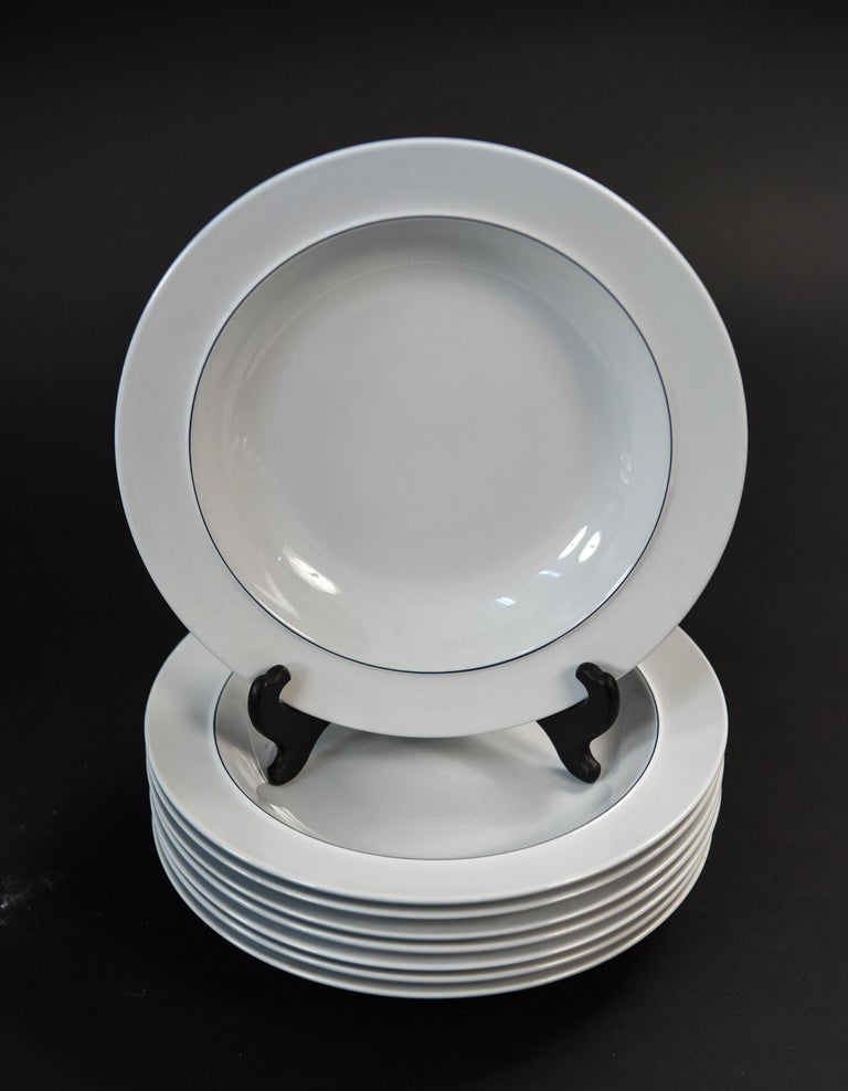 Grethe Meyer Blue Line Faiance Aluminia Service for Eight at 1stDibs