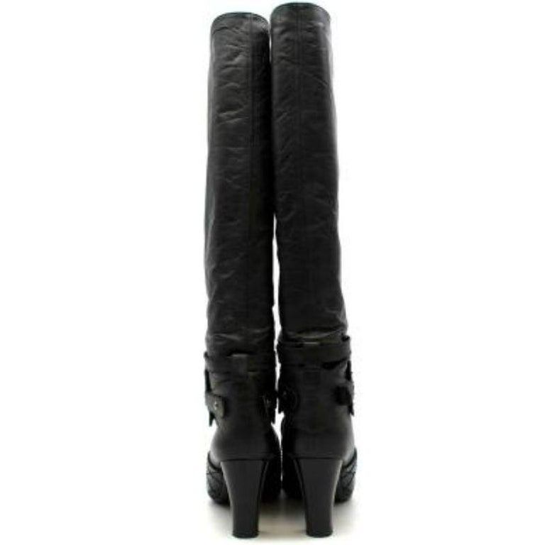 grey aged-lambskin heeled long boots For Sale at 1stDibs