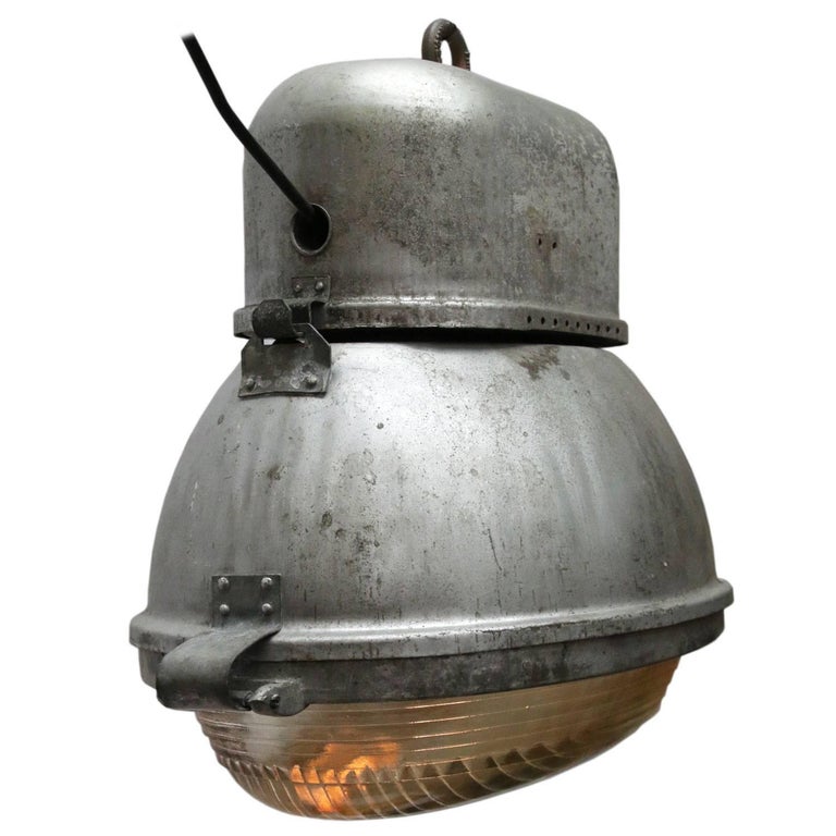 Gray Aluminum Vintage Industrial Oval Holophane Glass Street Light at ...