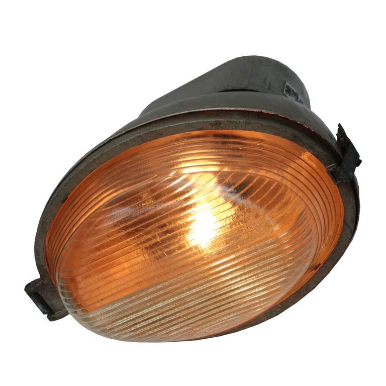 Gray Aluminum Vintage Industrial Oval Holophane Glass Street Light at ...