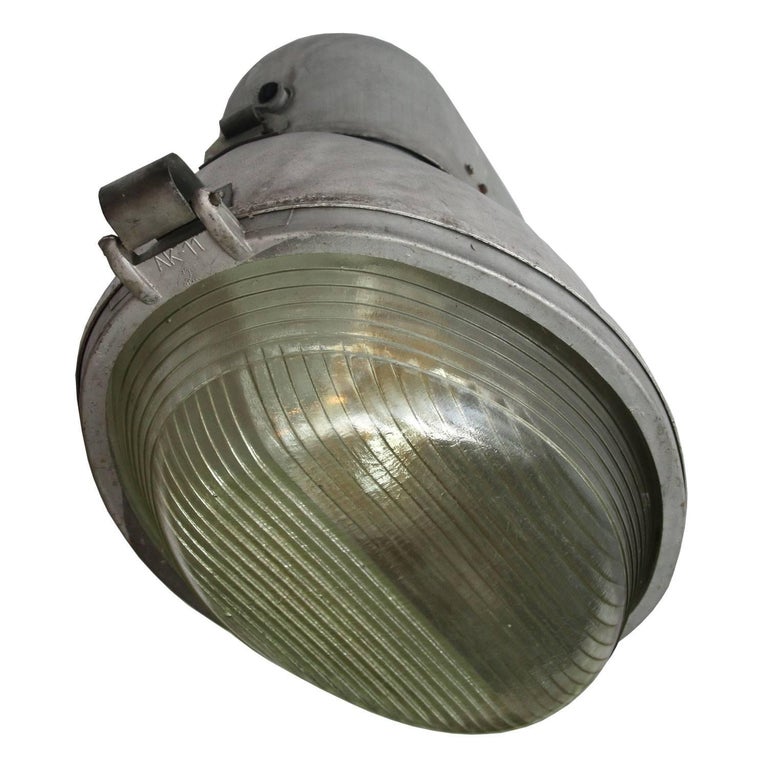 Gray Aluminum Vintage Industrial Oval Holophane Glass Street Light at ...