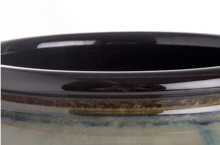 Grey and Dark Brown Drip Glaze Ceramic Pot, China, Contemporary For ...