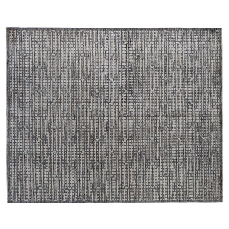 Grey and Ivory Squares Area Rug For Sale at 1stDibs