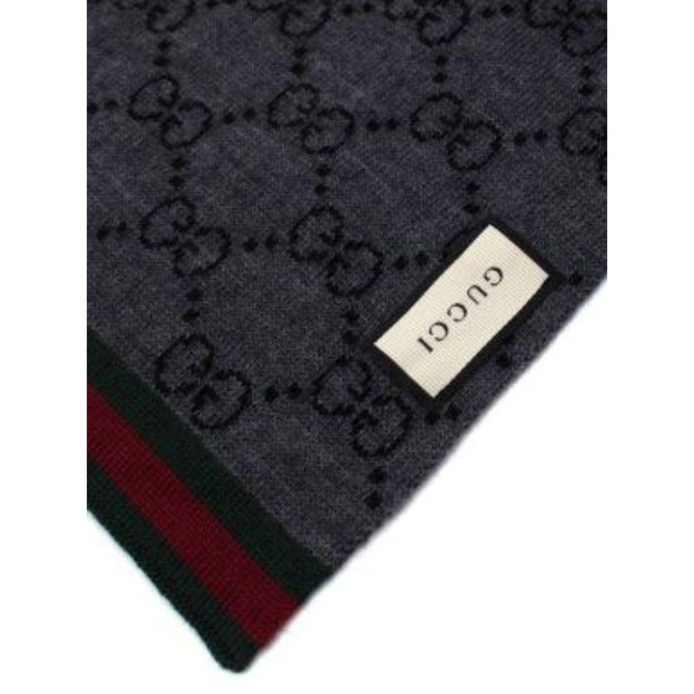 Grey and black logo wool scarf For Sale at 1stDibs