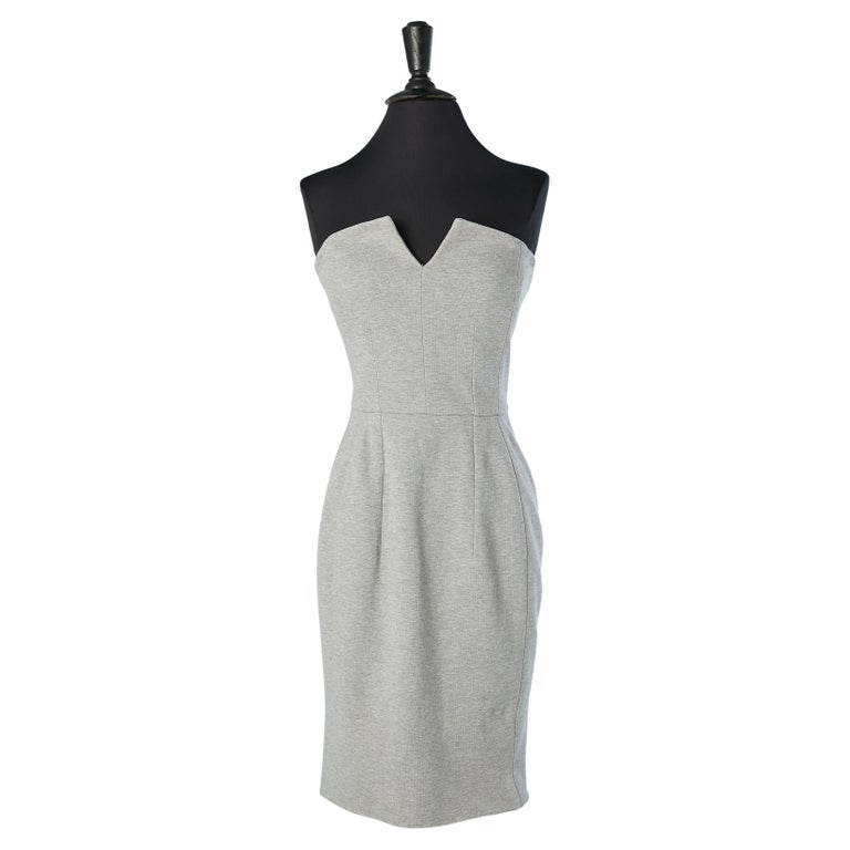 Grey bustier dress in cotton jersey Yves Saint Laurent SS 2008 For Sale ...