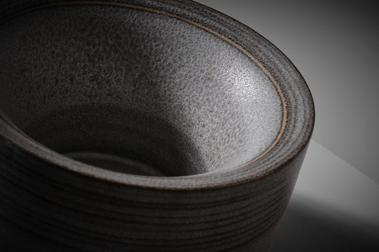 Grey Ceramic cylinder bowl by Carlo Zauli, Italy, 1960s For Sale at 1stDibs