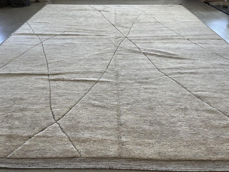 Grey Crossed Lines Wool Area Rug For Sale at 1stDibs