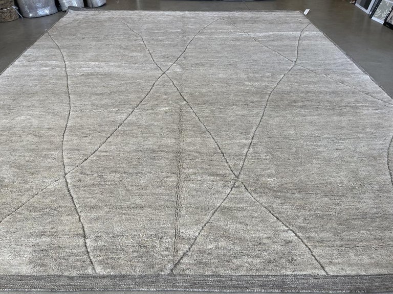Grey Crossed Lines Wool Area Rug For Sale at 1stDibs