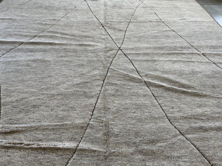 Grey Crossed Lines Wool Area Rug For Sale at 1stDibs