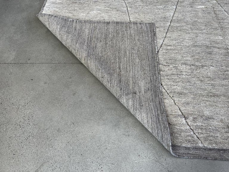 Grey Crossed Lines Wool Area Rug For Sale at 1stDibs