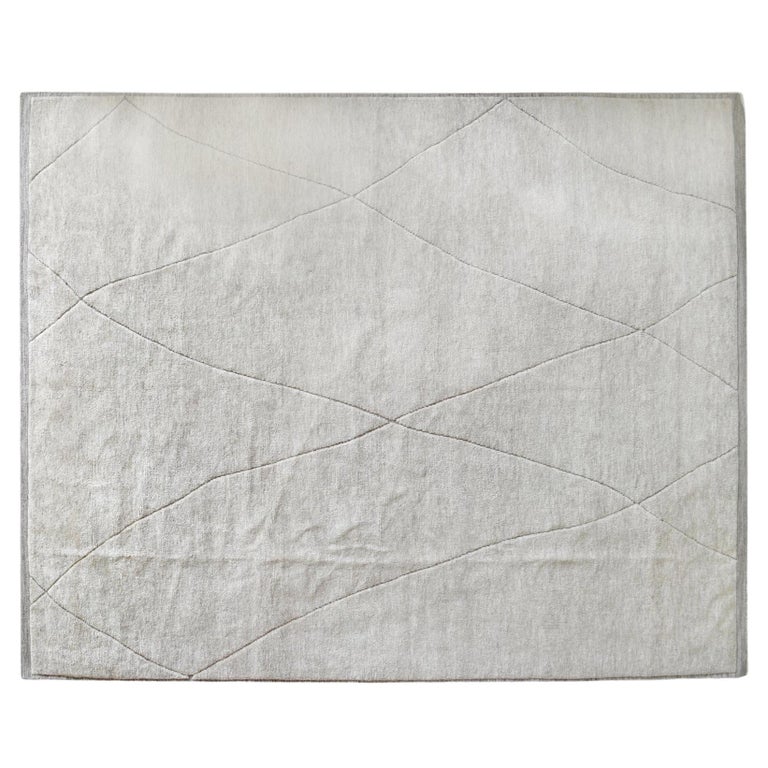 Grey Crossed Lines Wool Area Rug For Sale at 1stDibs