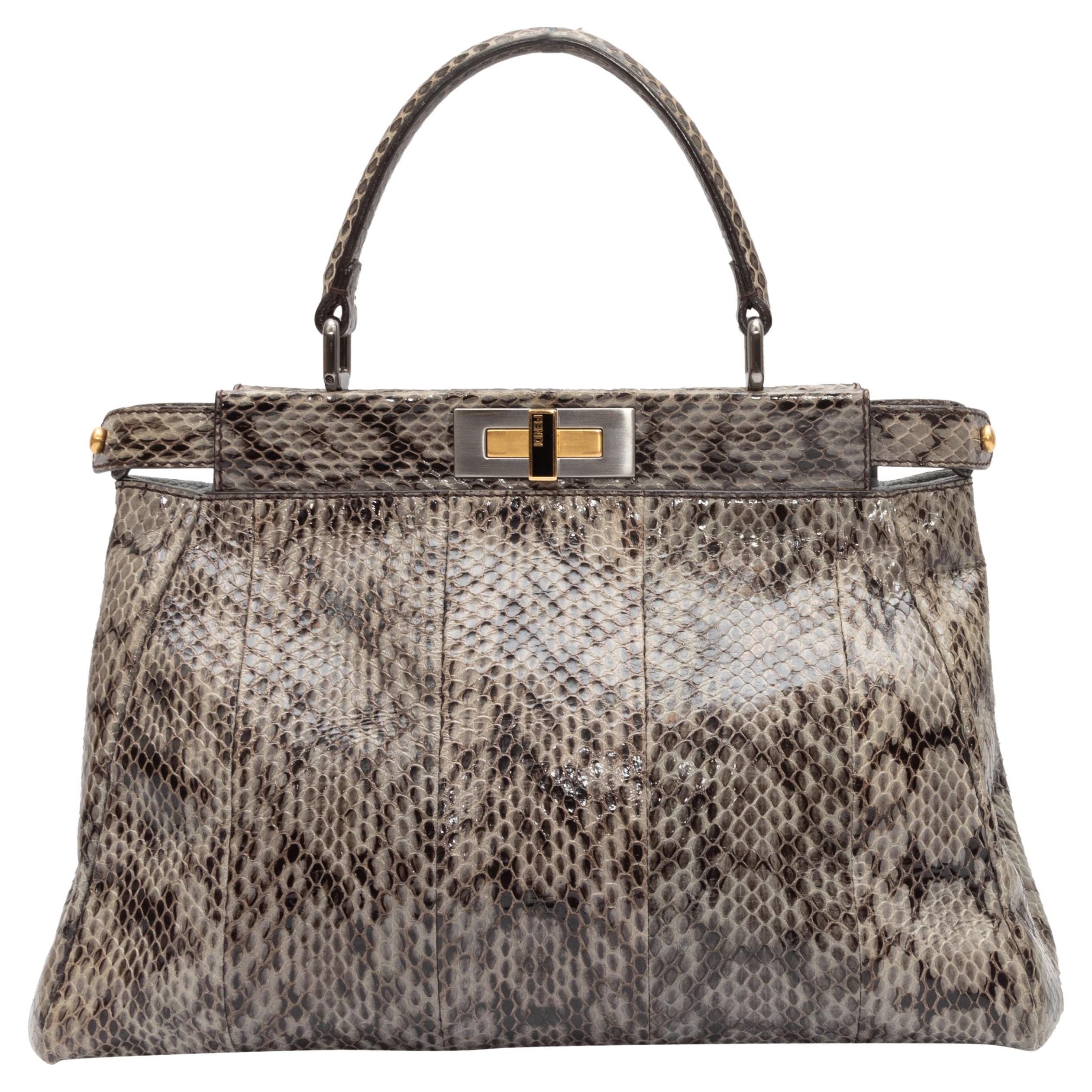 Fendi Grey Snakeskin Small Peekaboo Bag For Sale at 1stDibs