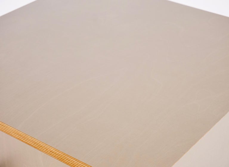 Grey Finn Ply Bedside Tables with Bronze Base and Bronze Butterfly ...