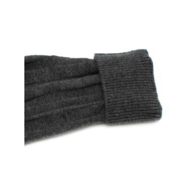Grey H Cable Knit Virgin Wool Cardigan For Sale at 1stDibs