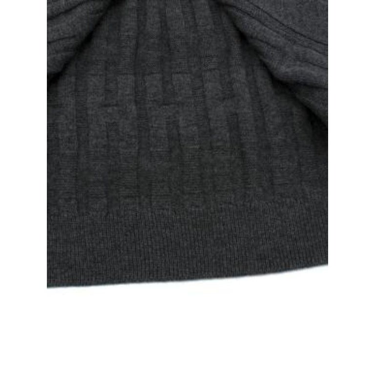 Grey H Cable Knit Virgin Wool Cardigan For Sale at 1stDibs