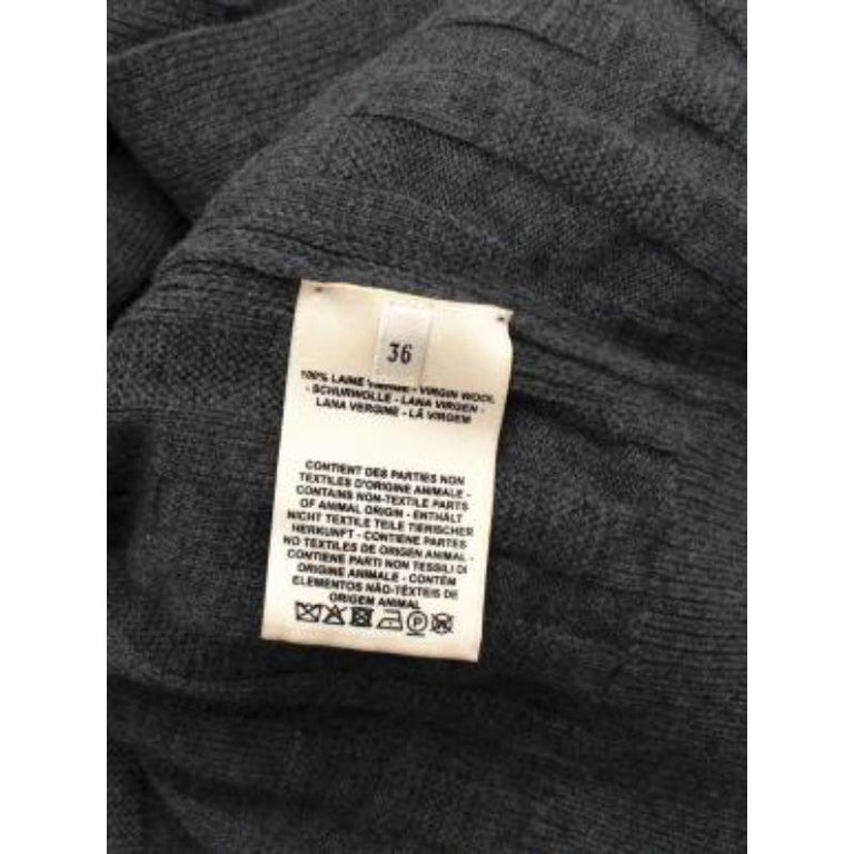 Grey H Cable Knit Virgin Wool Cardigan For Sale at 1stDibs