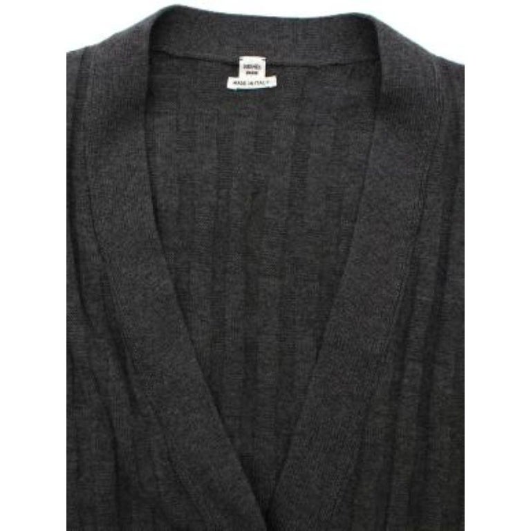 Grey H Cable Knit Virgin Wool Cardigan For Sale at 1stDibs