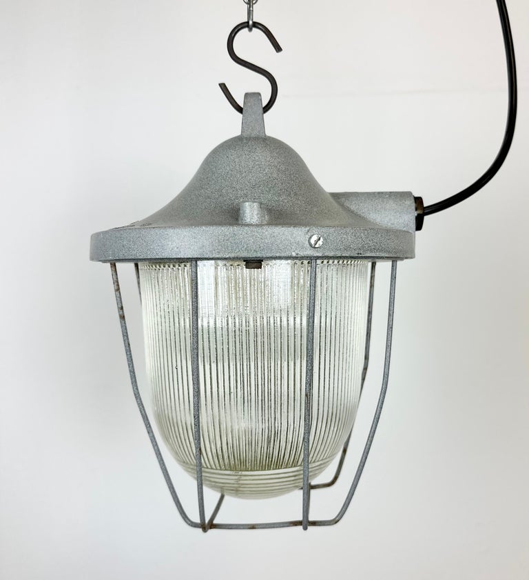 Grey Industrial Bunker Light from Polam Gdansk, 1970s For Sale at 1stDibs
