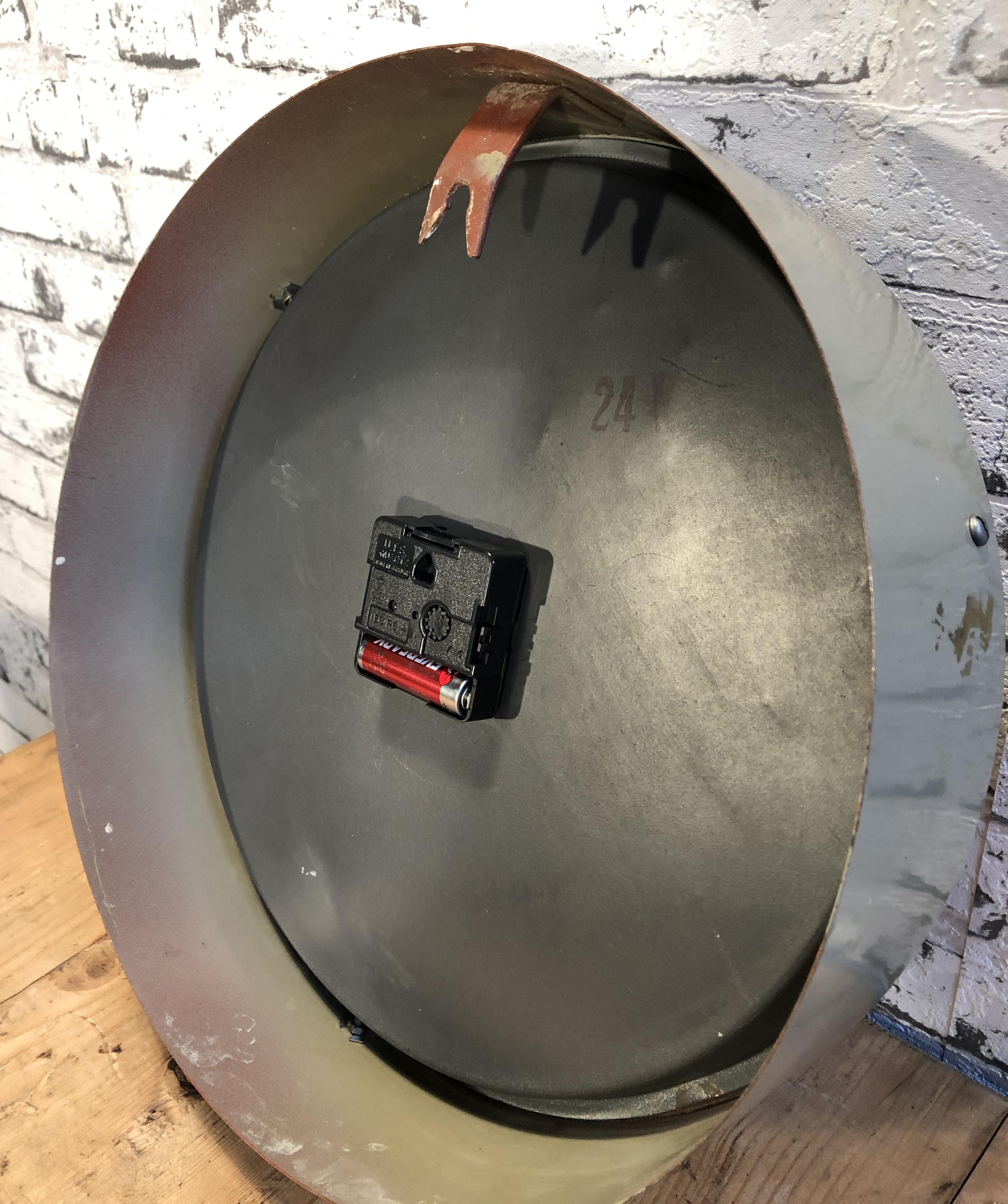 Grey Industrial Factory Wall Clock from Pragotron, 1950s at 1stDibs