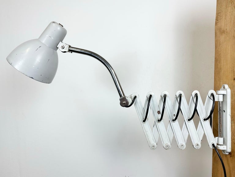 Grey Industrial Italian Scissor Wall Lamp from Raptek Milano, 1960s For ...