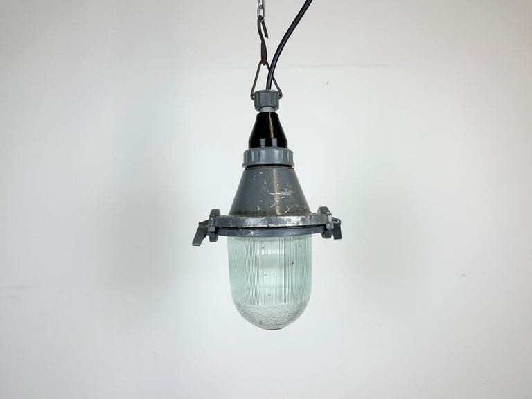 Grey Industrial Soviet Pendant Light, 1960s For Sale at 1stDibs