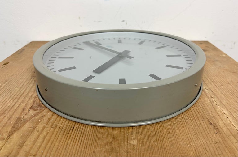 Grey Industrial Station Wall Clock from Nedklok, 1960 For Sale at 1stDibs