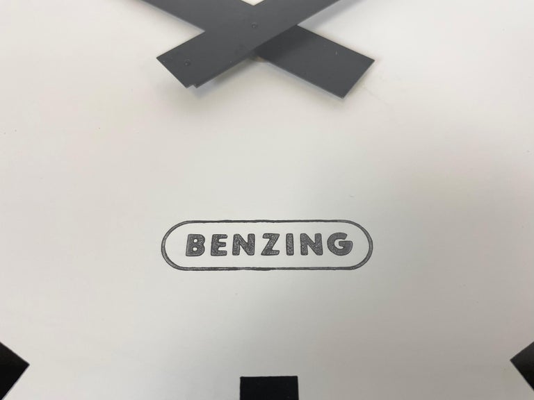 Grey Industrial Wall Clock from Benzing, 1960s at 1stDibs
