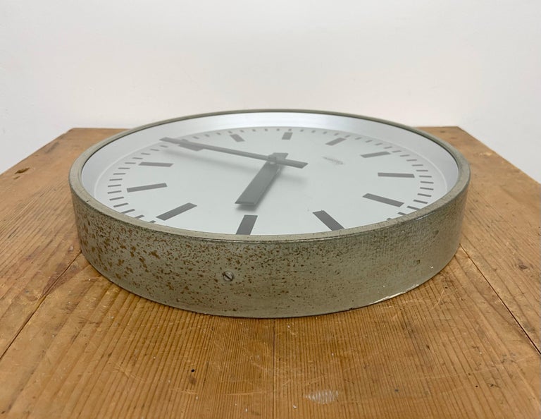 Grey Industrial Wall Clock from Ericsson, 1960s at 1stDibs