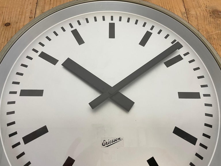 Grey Industrial Wall Clock from Ericsson, 1960s at 1stDibs