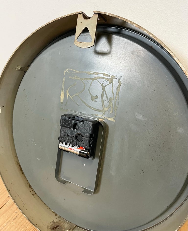 Grey Industrial Wall Clock from Ericsson, 1960s at 1stDibs