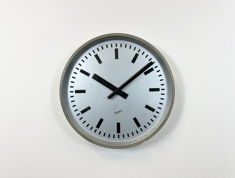 Grey Industrial Wall Clock from Ericsson, 1960s at 1stDibs